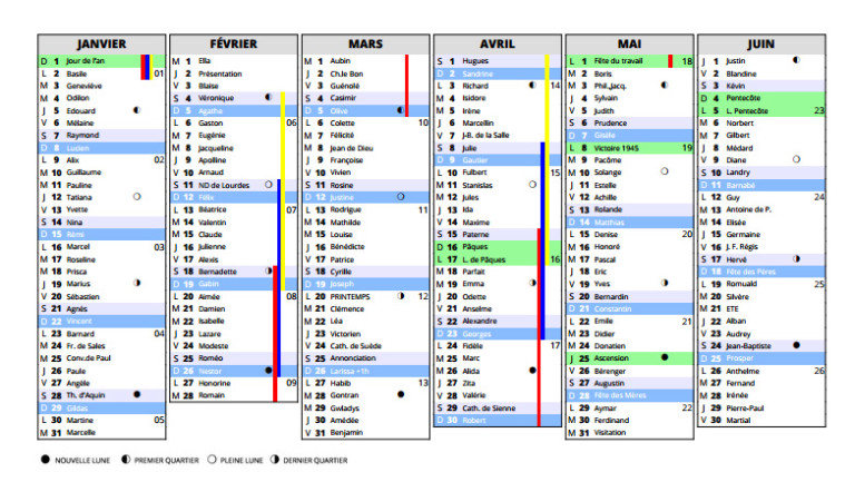 Calendrier agenda éphéméride 2017